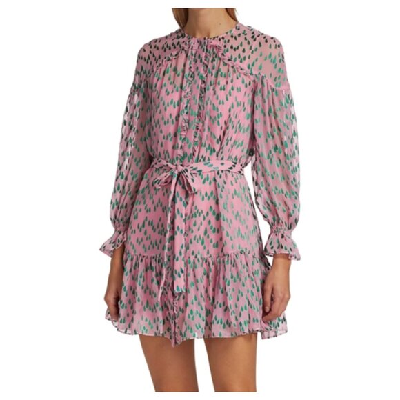 SALONI | Dresses | Saloni Pixie Teardrop Devore Silk Mini Dress In ...